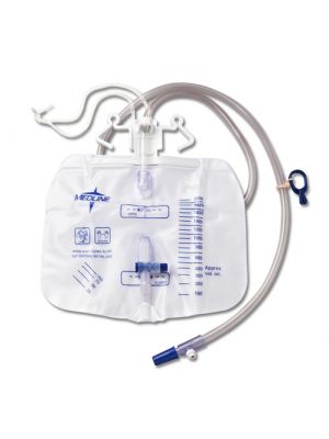 Medline DYND15205 Urine Drainage Bag 2000 mL with Anti Reflux Tower and ...